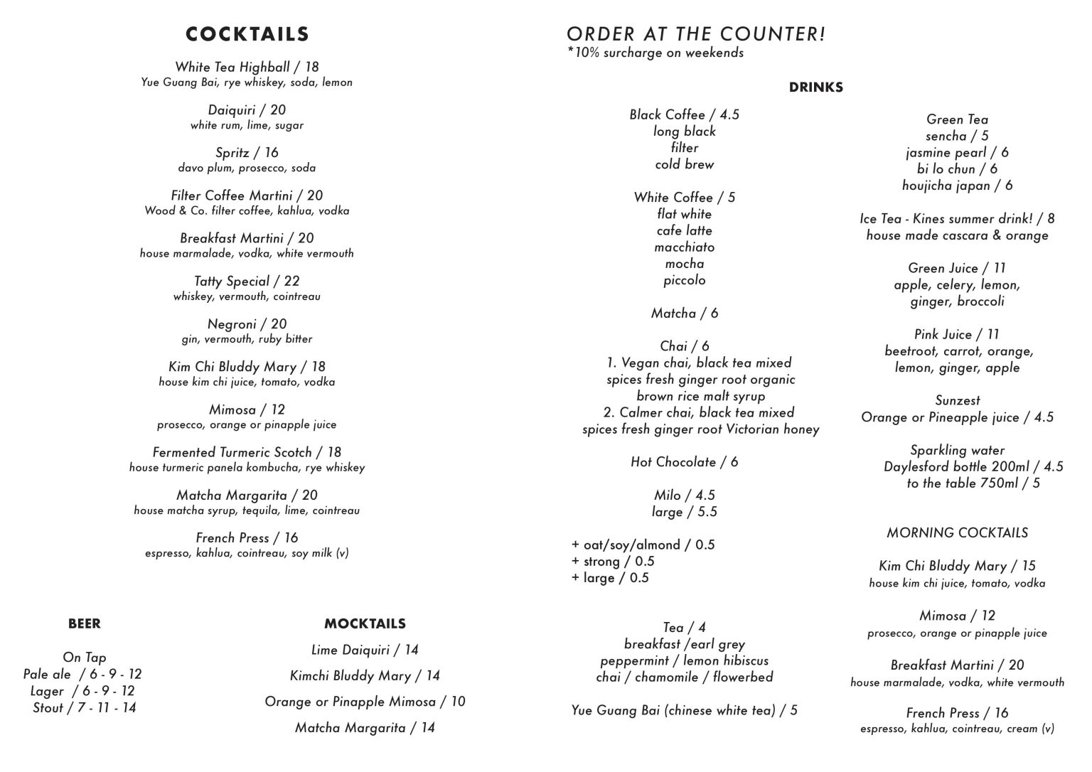 Menu – kines.com.au